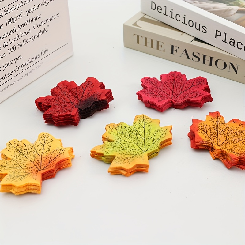 50 100pcs Artificial Maple Leaves Autumn Thanksgiving Decor Diy Autumn ...