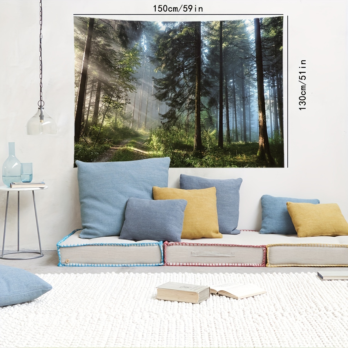 Natural Scenery Misty Forest Tapestry Tree Print Wall - Temu