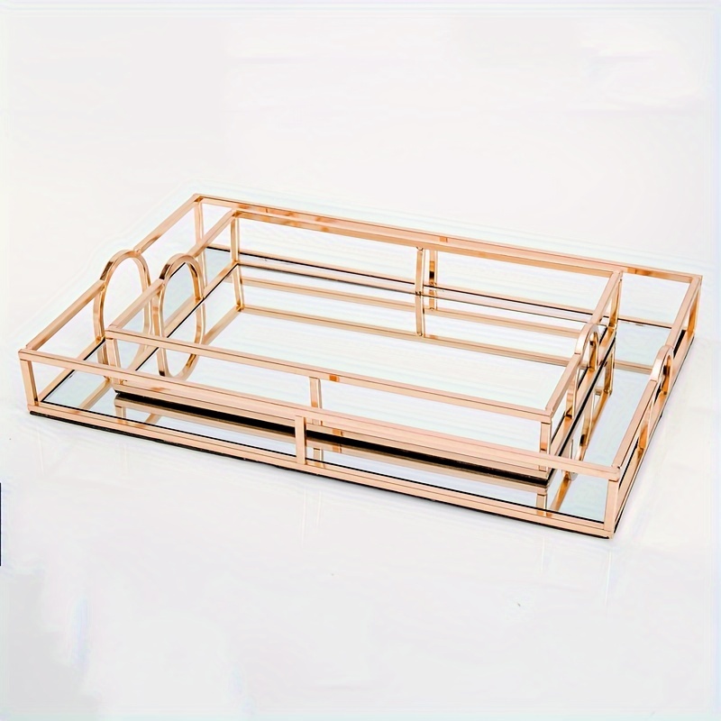 Nordic Mirror Glass Plate Metal Storage Tray Ornament Home - Temu Canada