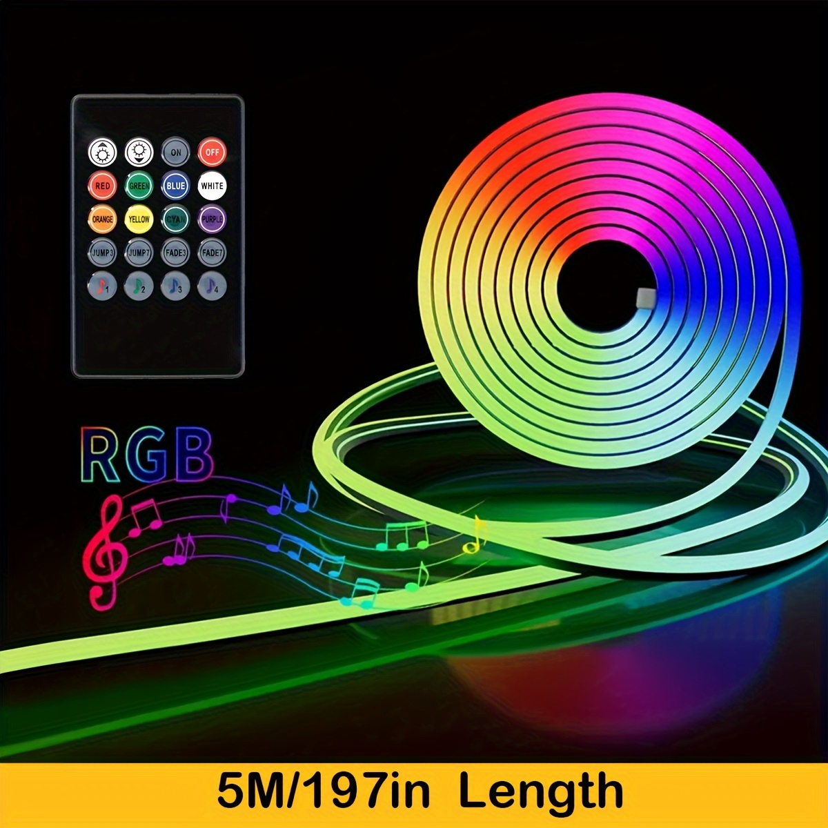Usb Powered Rgb Led Neon Light Music Sync 28 key Remote - Temu Australia