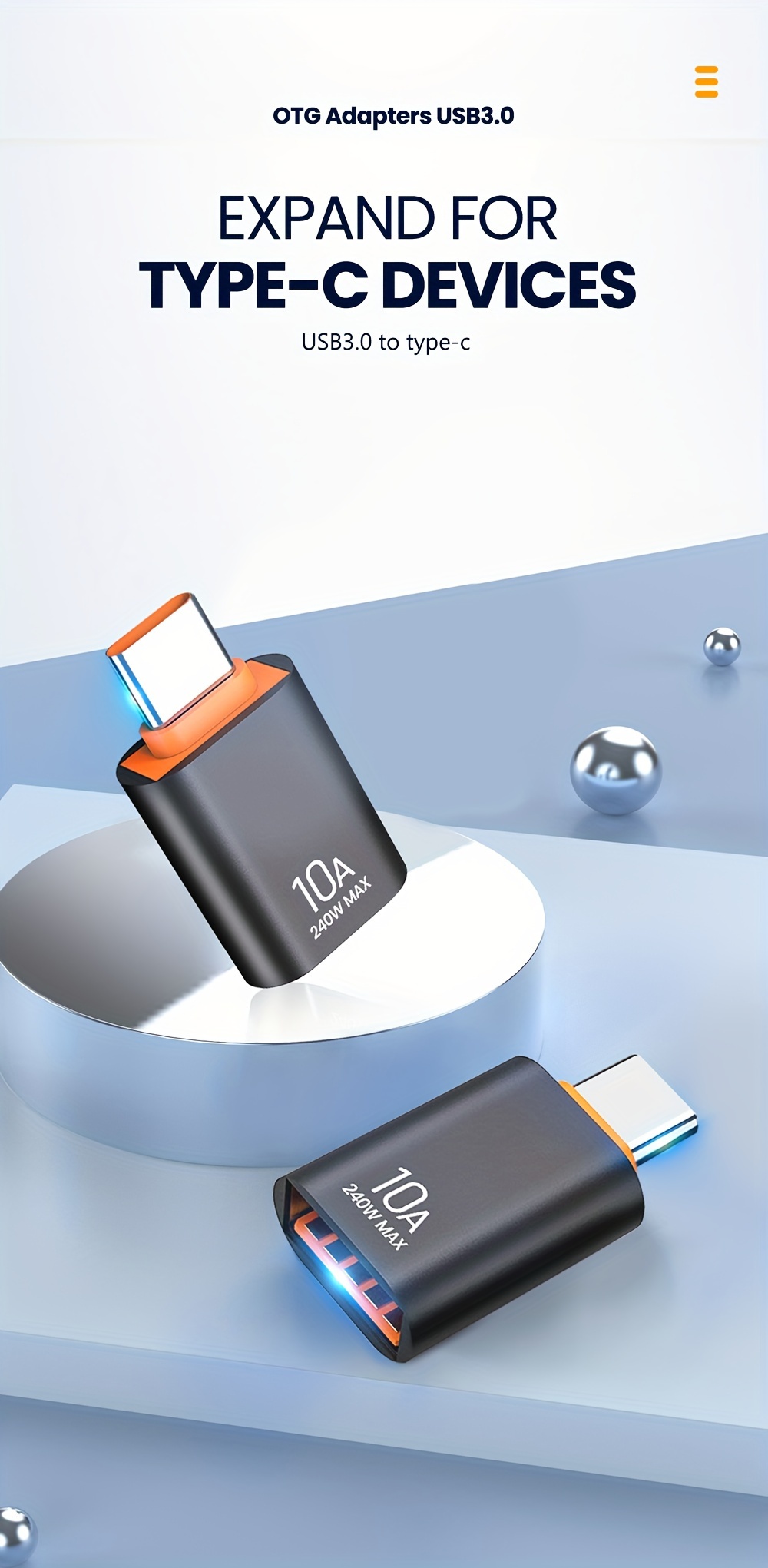 10a Usb 3.0 Type C Adapter Supports Data Cable Connector - Temu ...