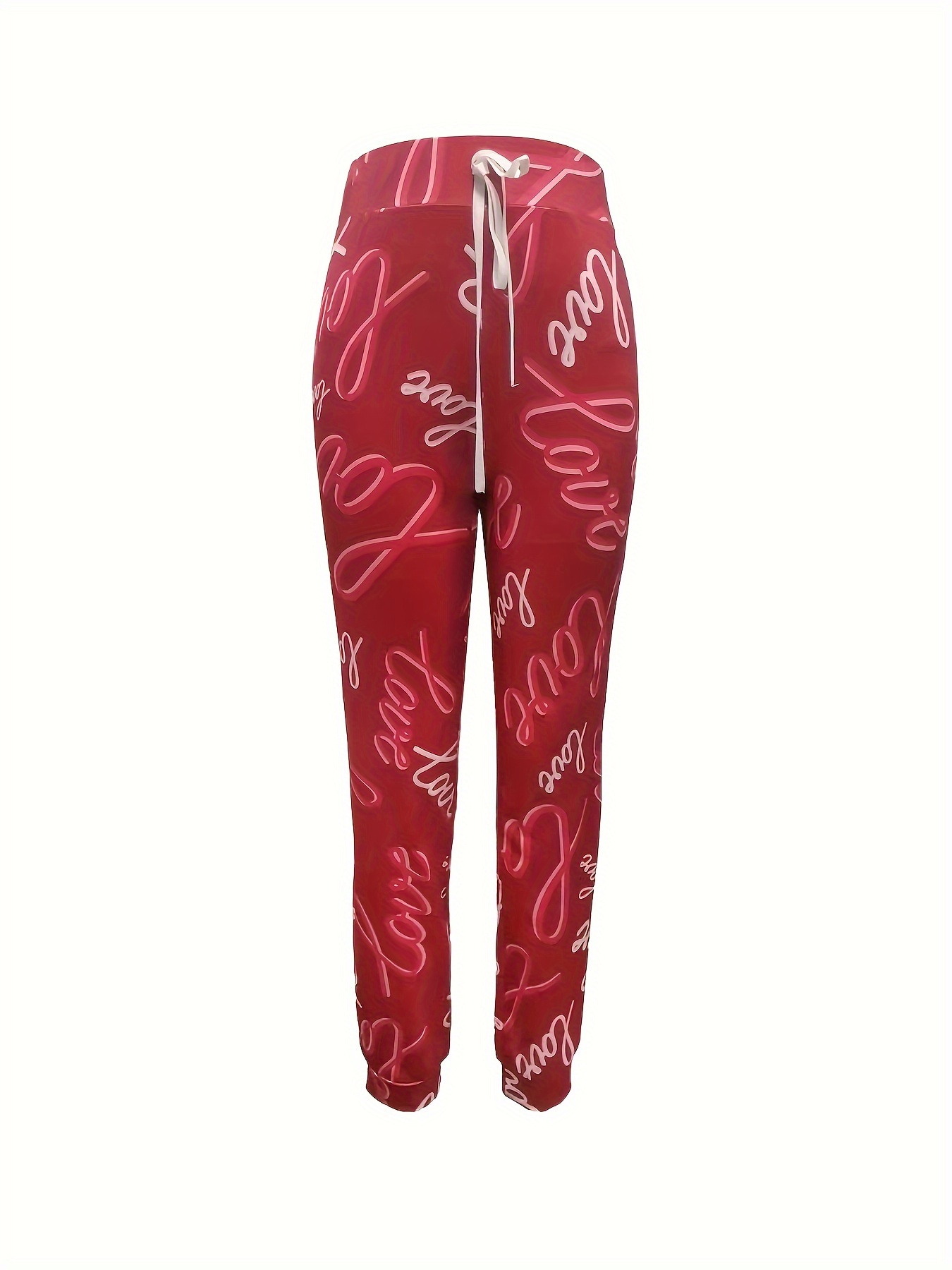 Letter Print Slim Joggers Plus Size Casual Drawstring High Temu Australia