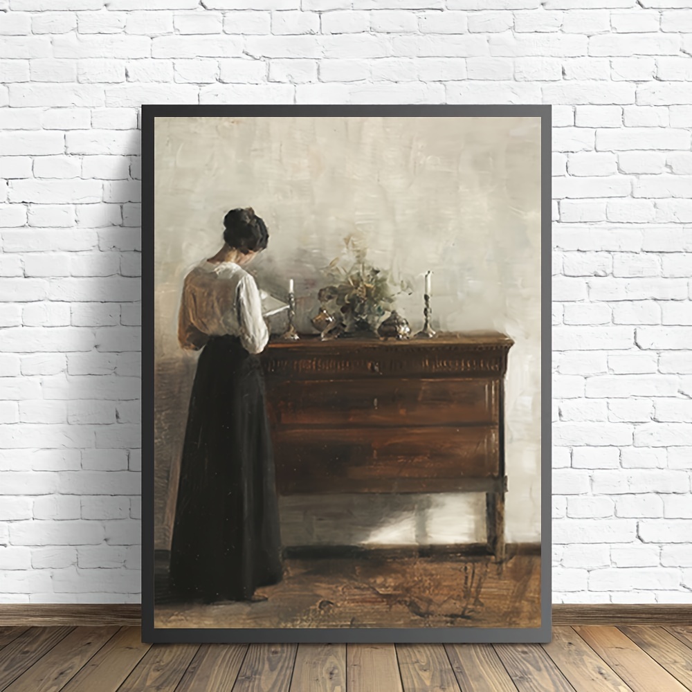 1pc Unframed Vintage Canvas Print Poster, Ladies Portrait Canvas Wall ...