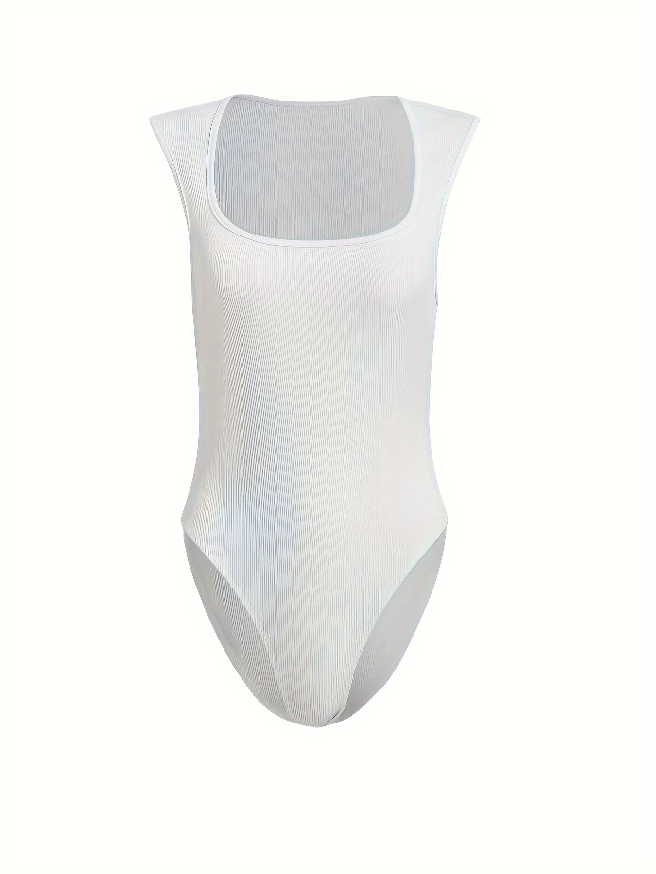 sleek sexy ribbed square neck bodysuit women solid color - Temu Canada