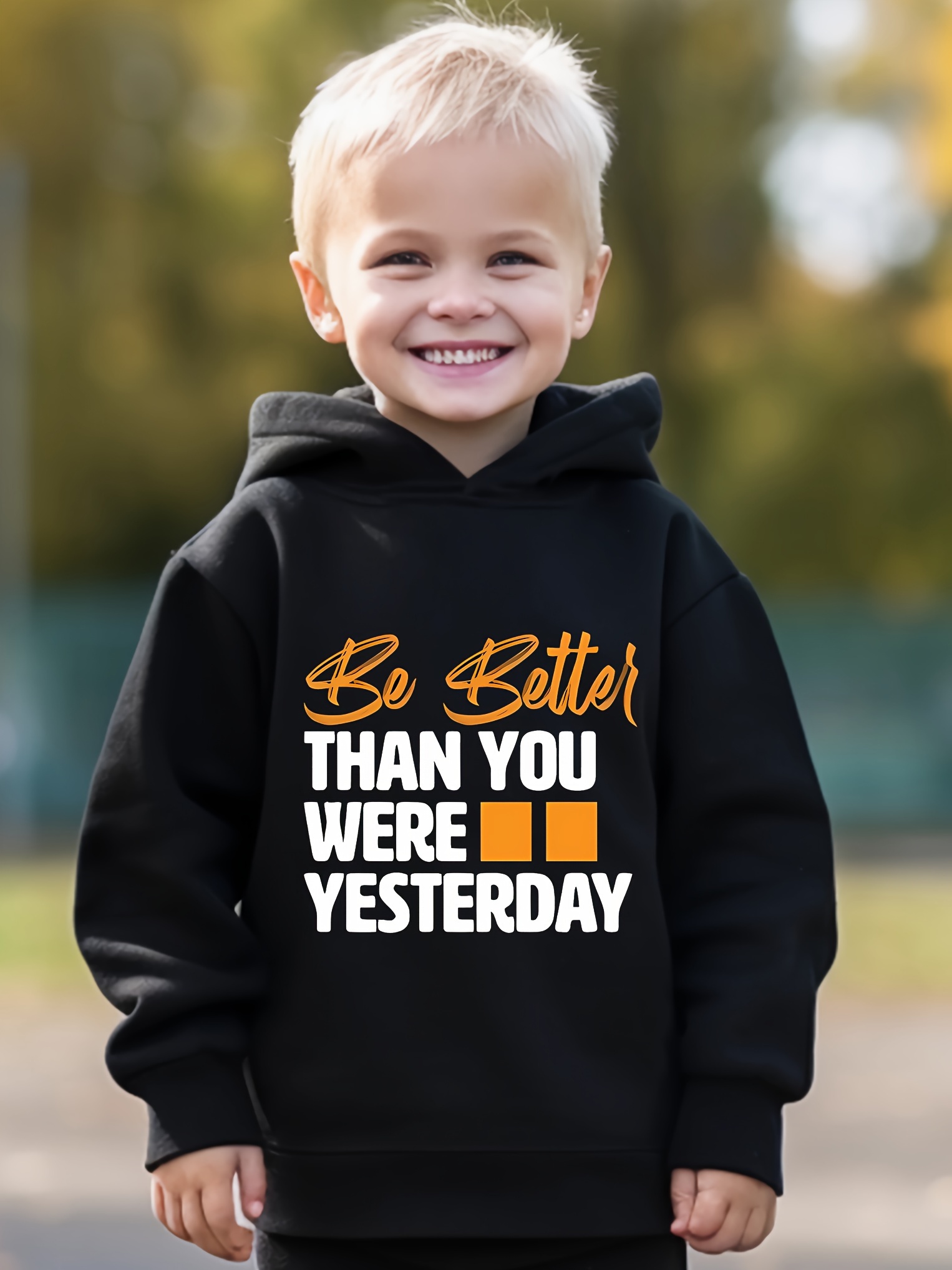 Boy's Better Yesterday Letter Print Hooded Outfit Hoodie - Temu Australia