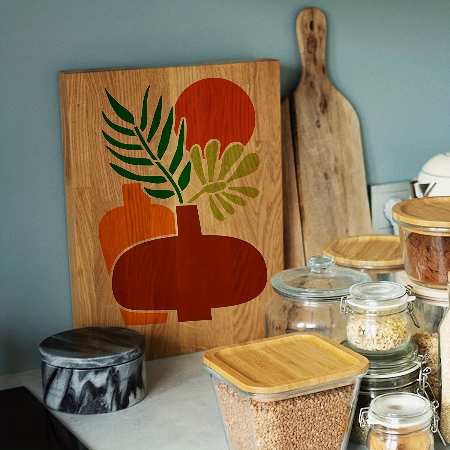 4pcs Boho Vase Stencil 21.08x29.72cm Reusable Boho Sunrise Moonrise ...