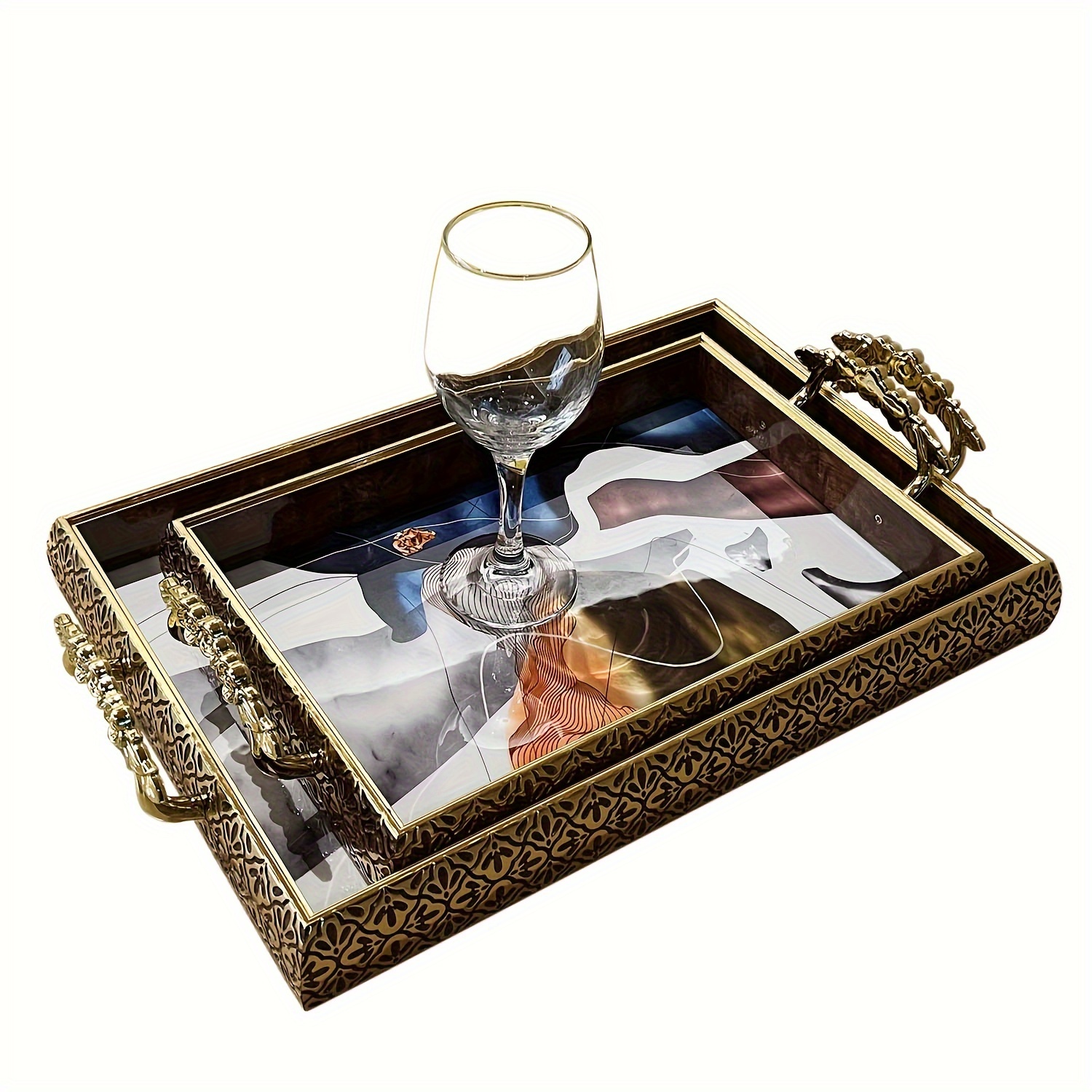 2pcs Abstract Decorative Storage Tray Plastic Tray Golden - Temu United ...