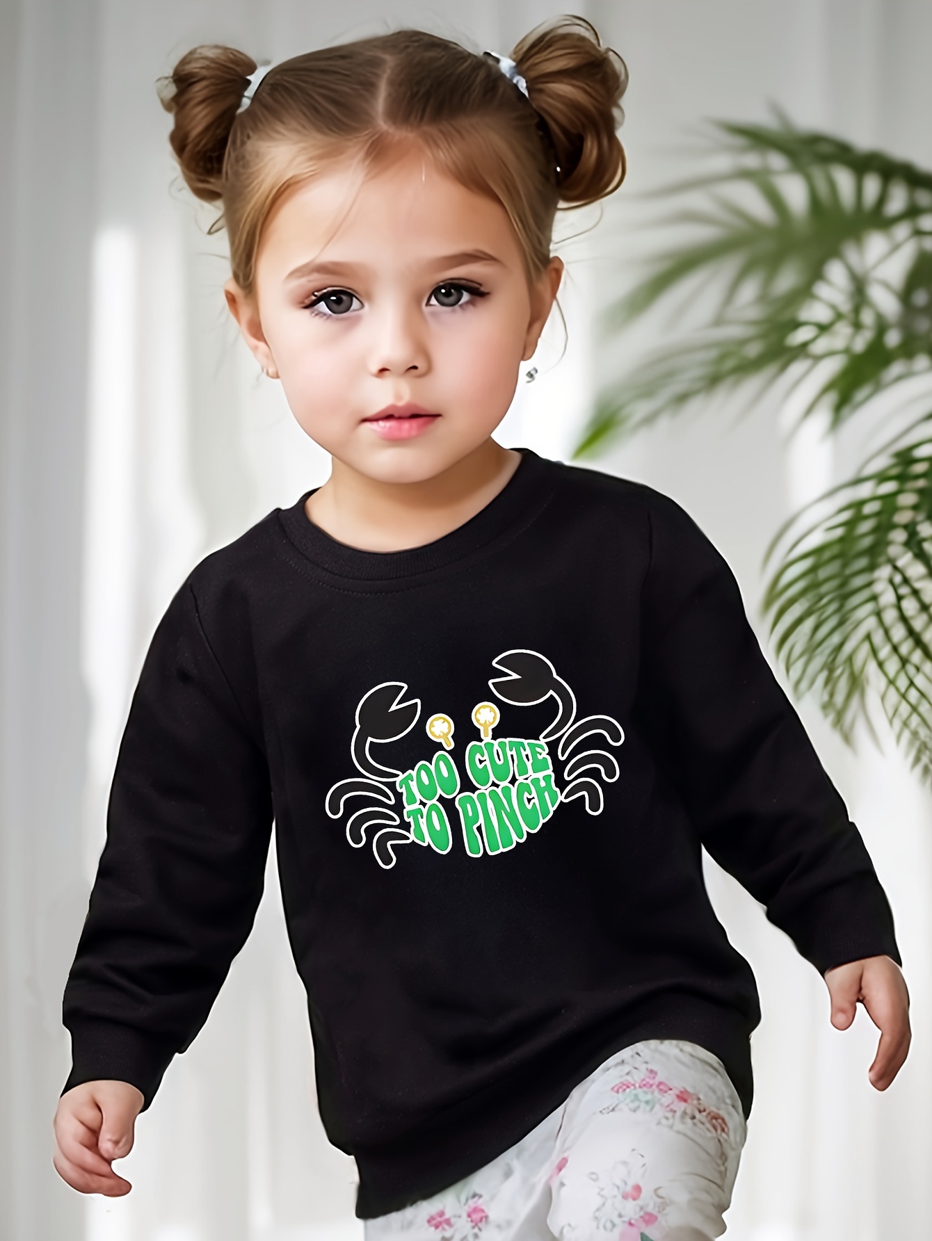 Girls Easter '' Cute Pinch'' Crab Print Casual Crew Neck - Temu Denmark