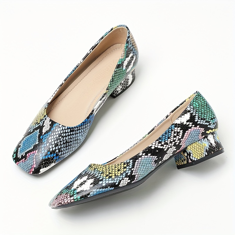 Womens Snakeskin Pattern Pumps Shallow Mouth Slip Casual - Temu United ...