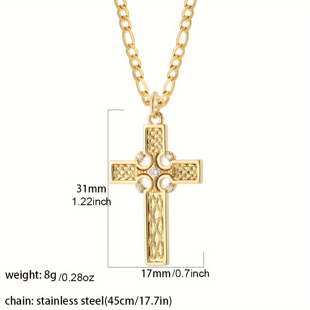 Woman's Cross Golden Color Pendant Necklace Inlaid Zircon - Temu United ...