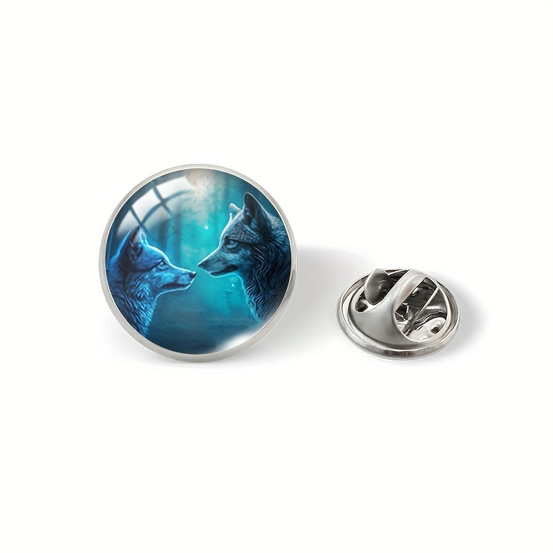Fashion Fantasy Wolf Moon Art Pattern Men's Lapel Pin Glass - Temu ...