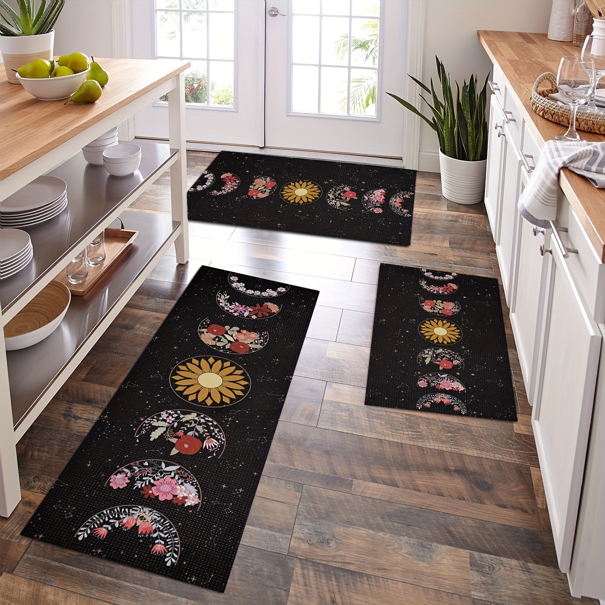 Retro Kitchen Mat Floral Pattern Area Rug Comfortable - Temu Australia