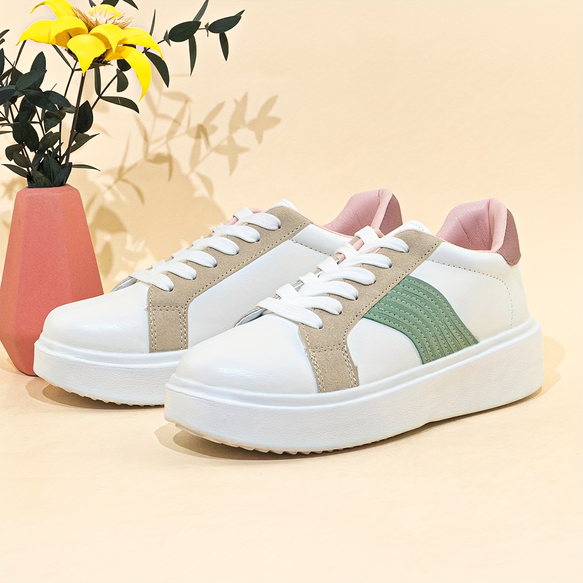 Women's Colorblock Casual Sneakers Lace Comfy Platform Soft - Temu ...