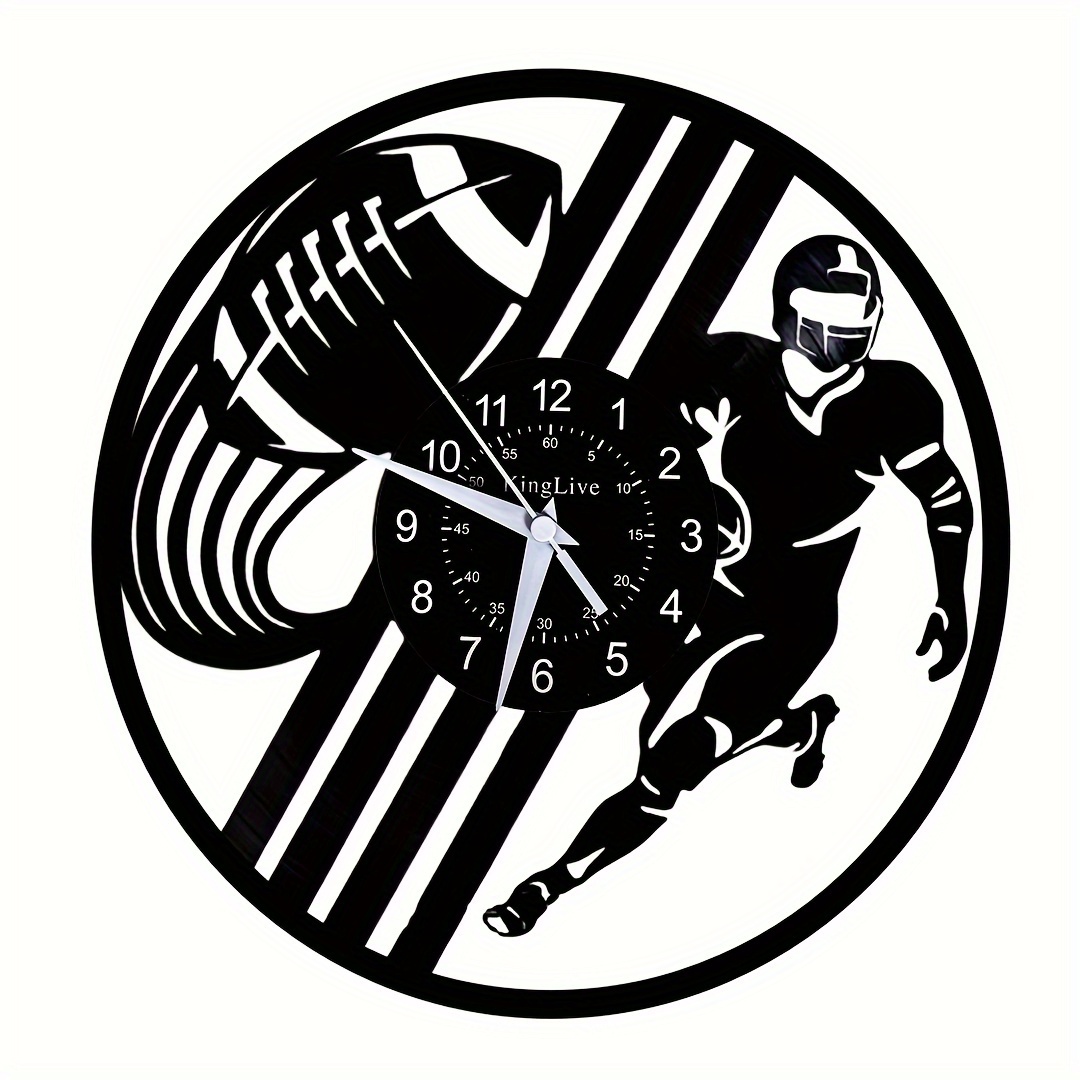 1pc Vinyl Record Wall Clock Rugby Player Themed Wall Clock Silent Clock ...