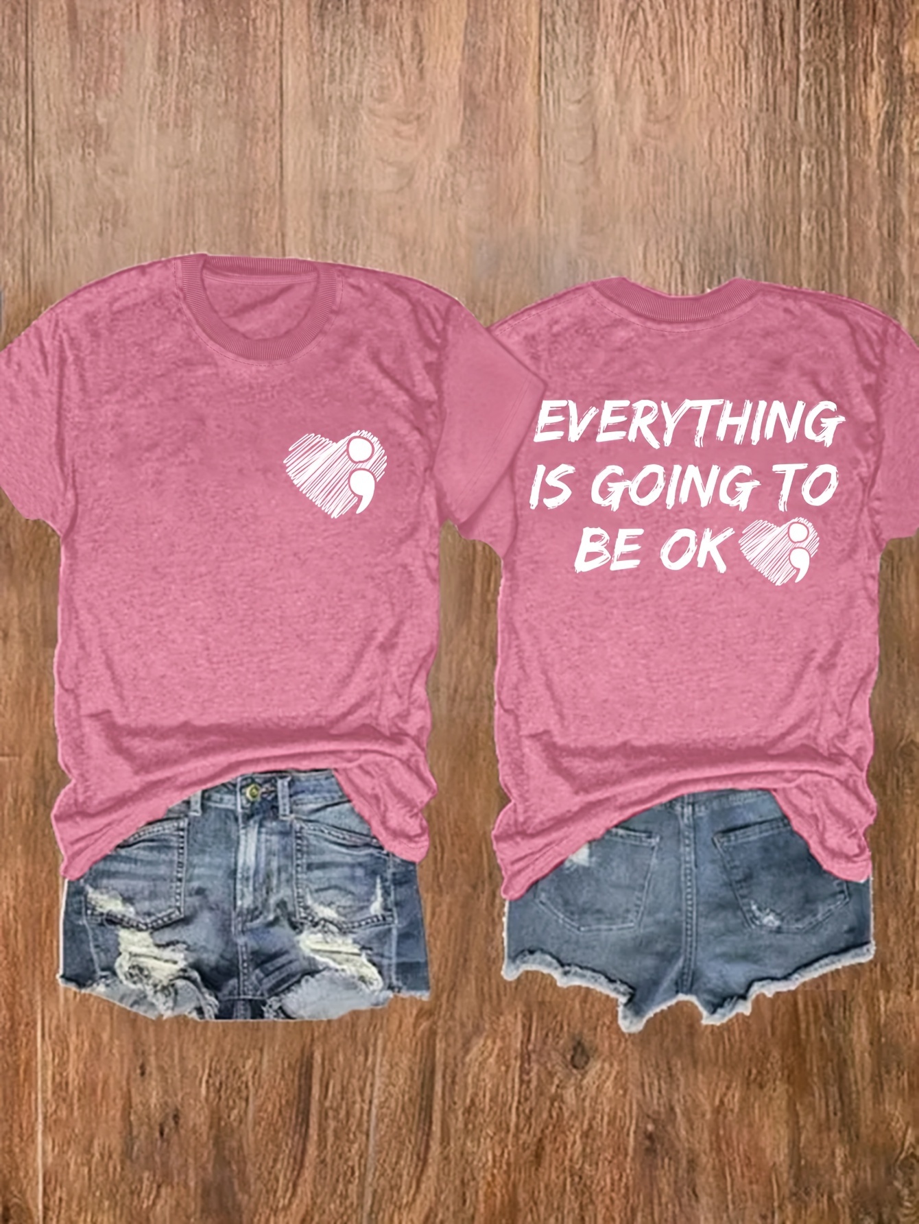 Plus Size Casual T shirt Women's Plus Slogan Heart Print - Temu Denmark