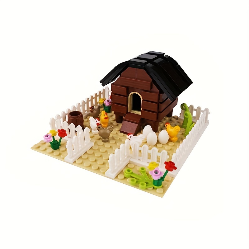 farm chicken house building blocks animal set scene desktop decoration ...