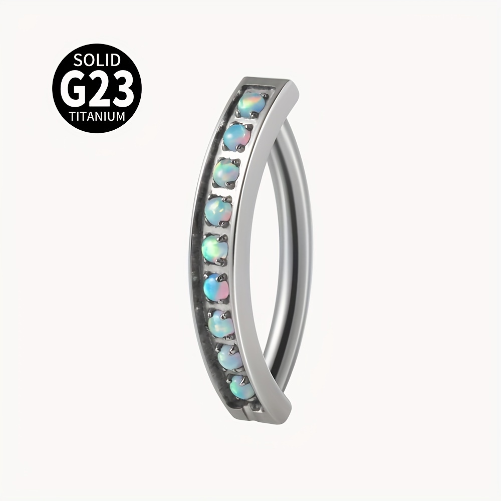 Titanium Alloy Inlaid Opal Zircon Belly Button Ring Curved - Temu ...