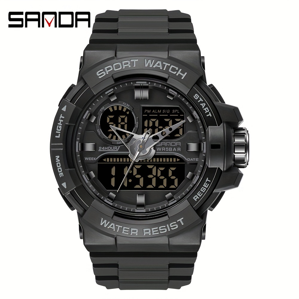Fashion Mens Sports Watch Waterproof Dual Display Auto Date Watch | Don ...