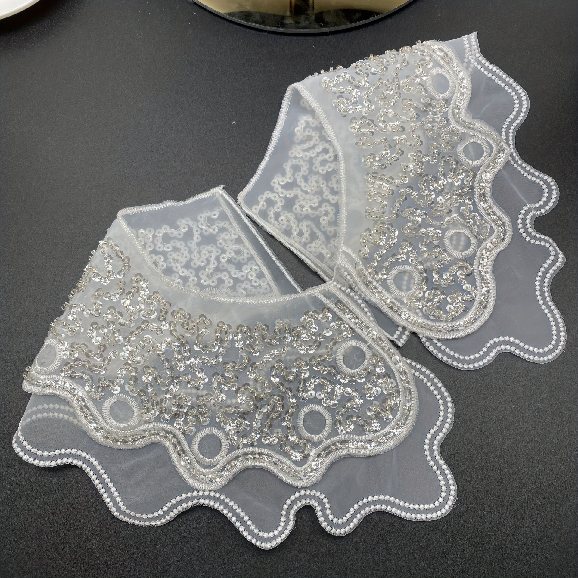 Collar Lace Pearl Tube Bead Collar Wave Edge Women's - Temu Australia