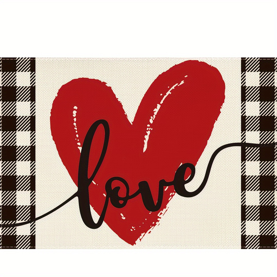 Valentine's Day Placemat Romantic Buffalo Plaid Red Heart - Temu Canada