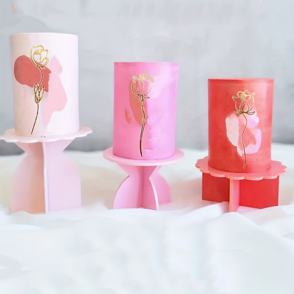 Black Golden Acrylic Flower Cake Decoration Abstract - Temu Australia