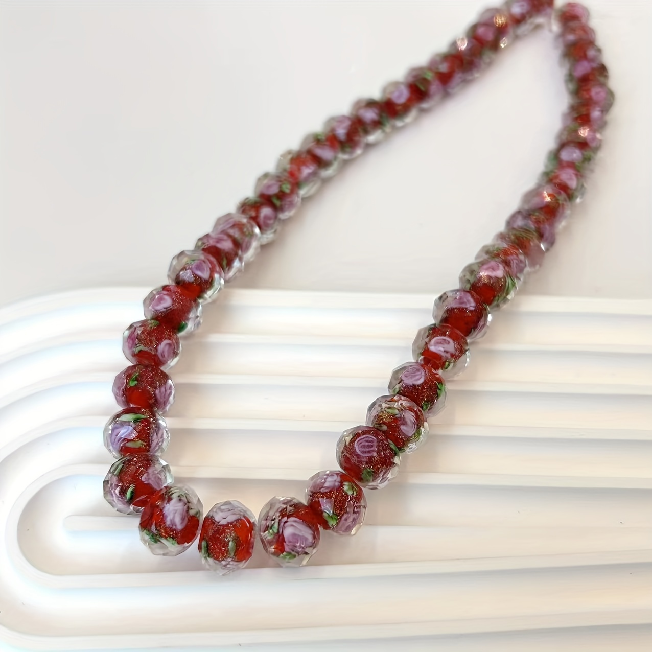 String Diy Glass Faceted Loose Beads, Flashing Rose Beaded Classical ...