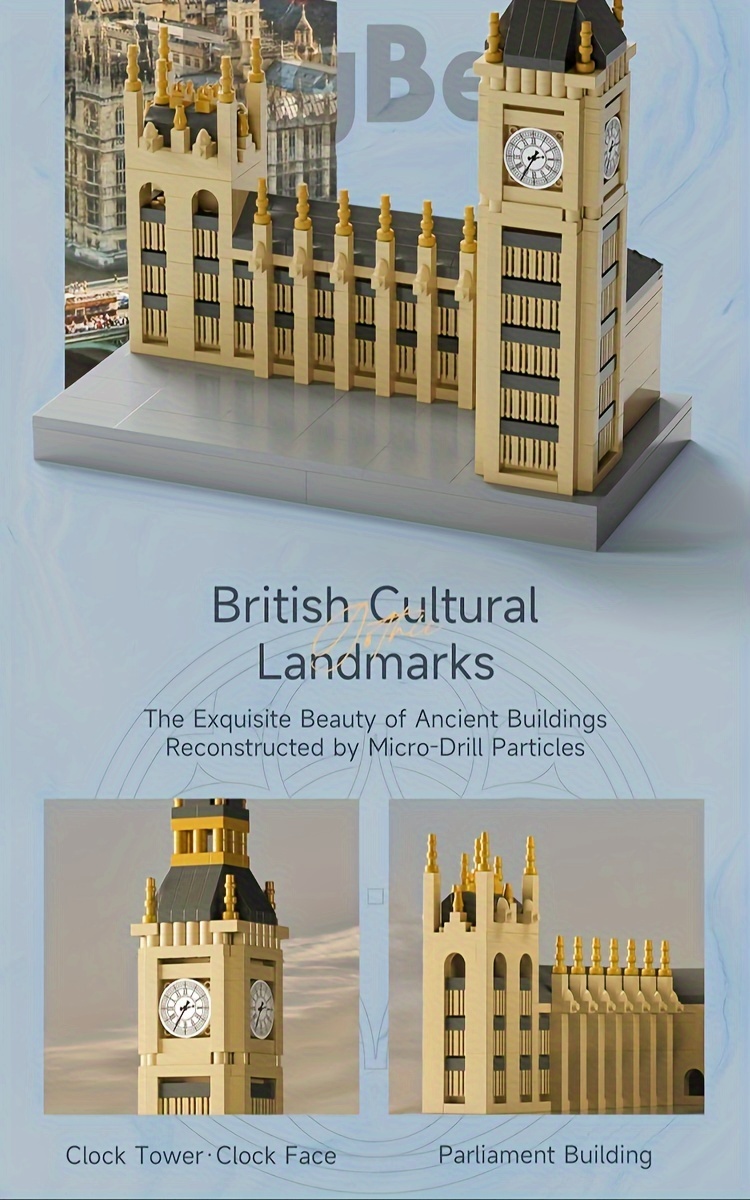 World Landmark Building Blocks Notre Dame Cathedral Big Ben Eiffel Tower Roman Colosseum Street ...