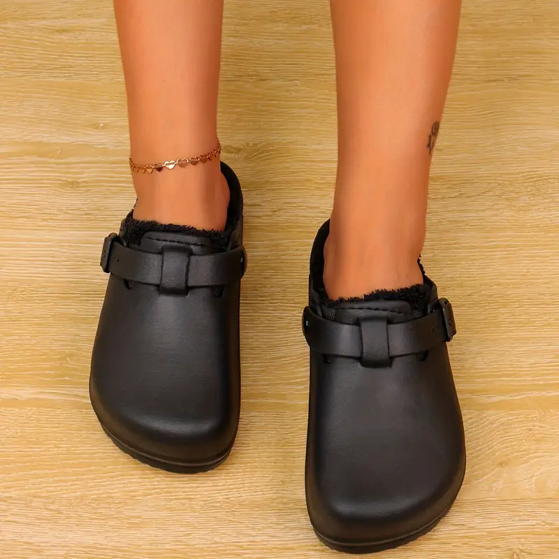 Solid Color Thermal Lined Slippers Slip Soft Sole Flat Temu United