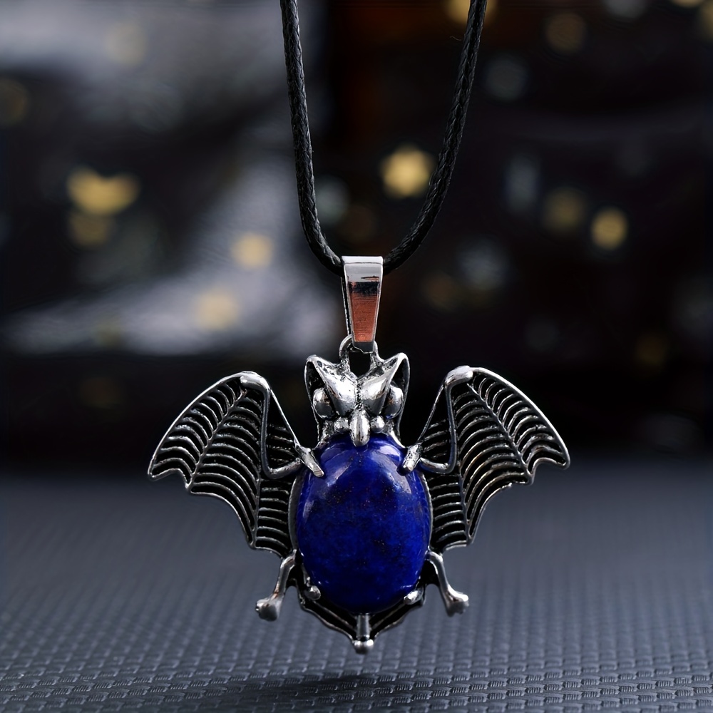 Natural Amethyst Bat Necklace Pendant Alloy Inlaid Balancing - Temu ...