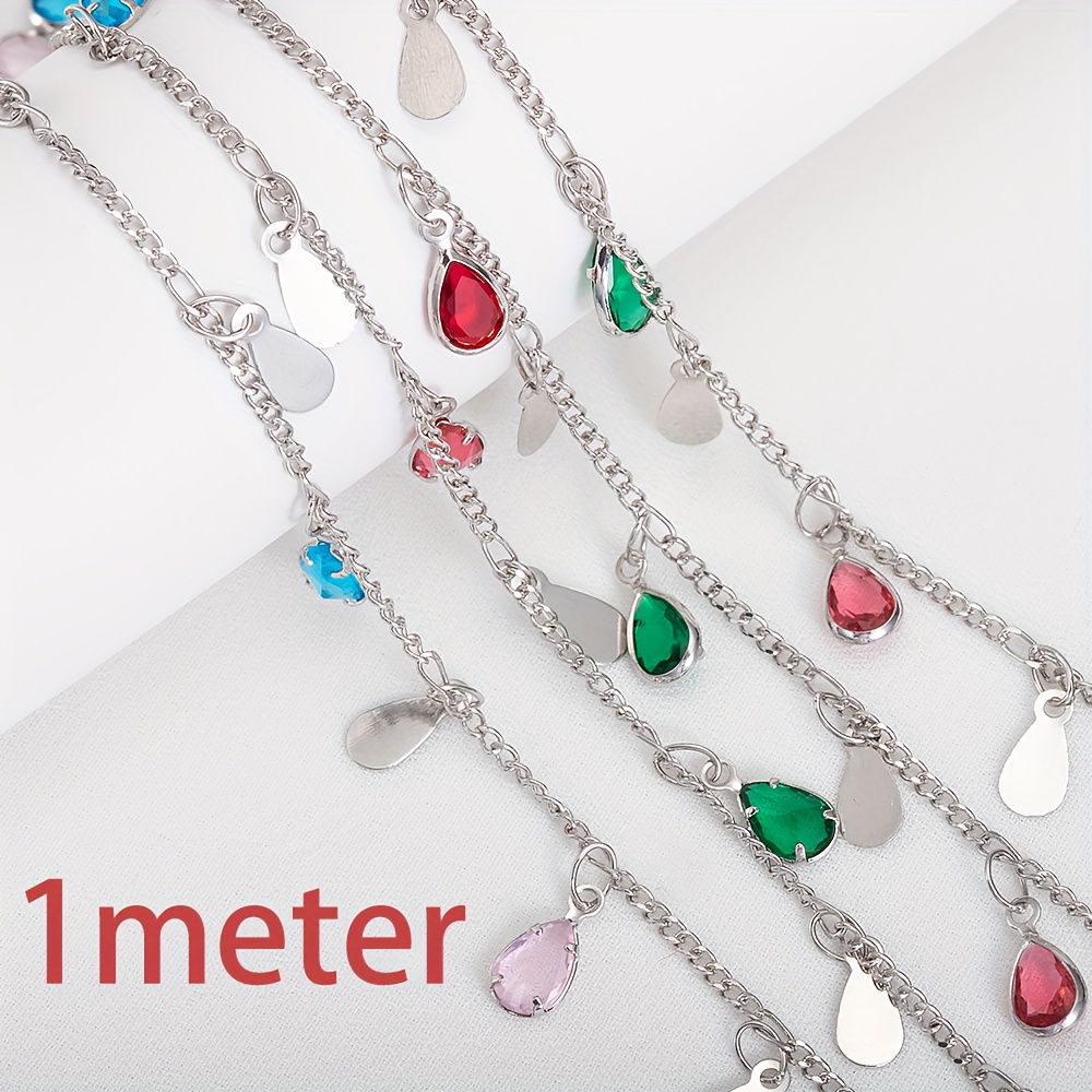 1 Meter Rhinestone Flake Copper Bead Chain Triangle/ Ladder/ - Temu ...