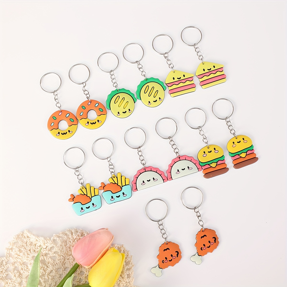 Cartoon Biscuit Keychain Cute Pvc Key Chain Ring Bag - Temu United Kingdom
