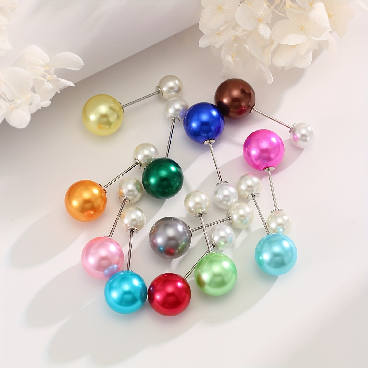 Colorful Faux Pearls Insert Needle Brooch Collar Pin Elegant - Temu Canada