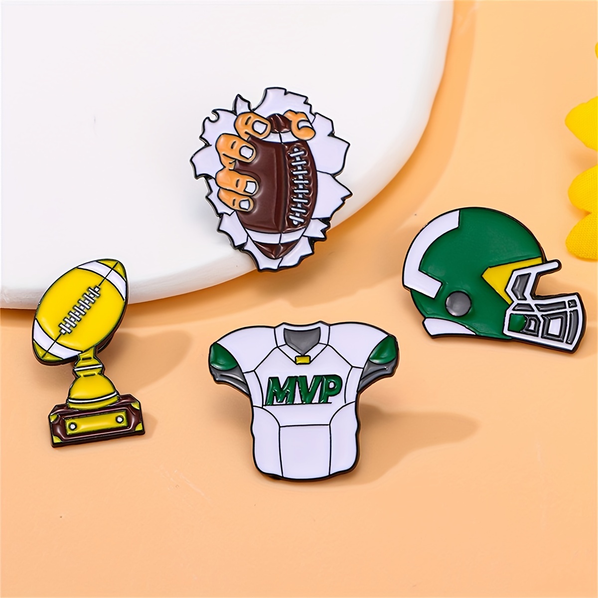 Sports Football Brooch Protective Gear Badge Cartoon Alloy - Temu ...