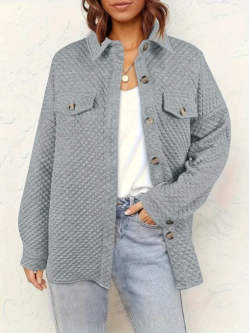 Solid Single Breasted Simple Jacket Versatile Long Sleeve Temu Canada
