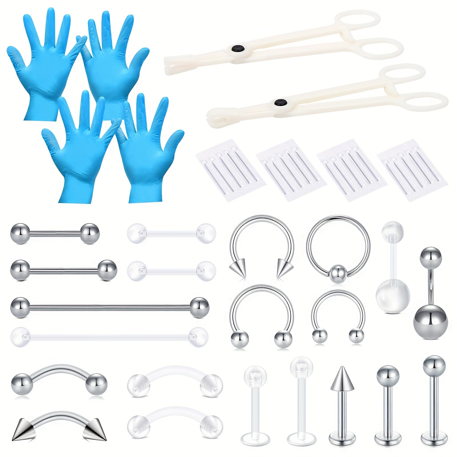 Stainless Steel Plastic Nose Septum Rings Tongue Lip Eyebrow - Temu New ...