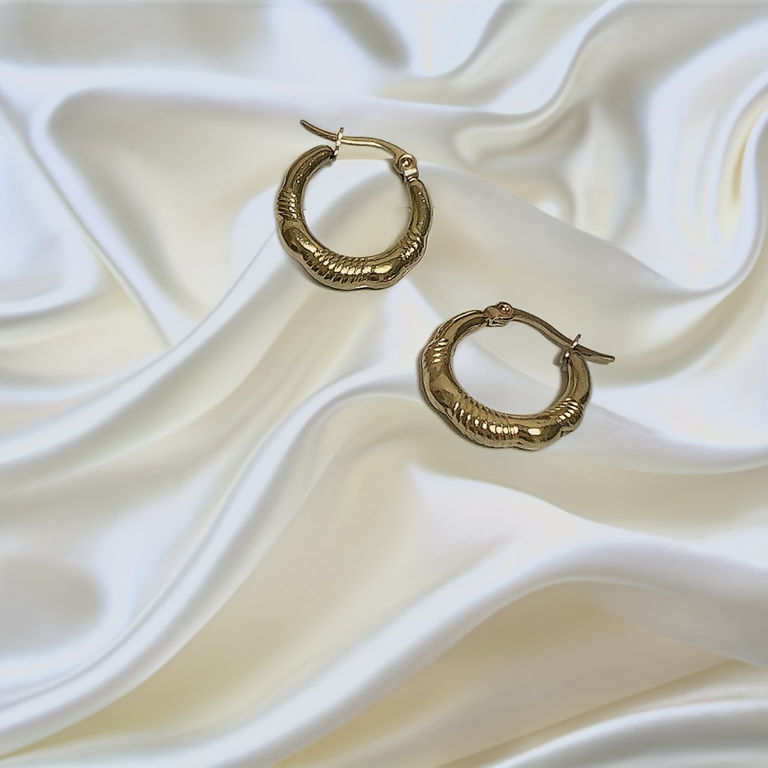 Retro Fashion Minimalist Golden Plated Stainless Steel Hoop - Temu ...