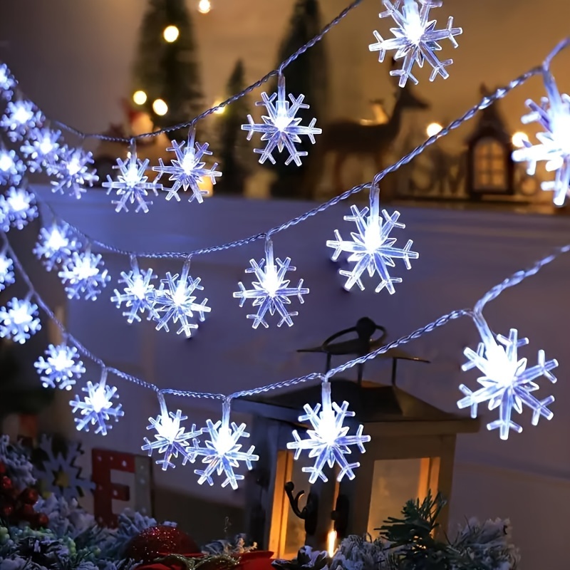 Snow Decorative String Lights Battery Operated Fairy Lights - Temu