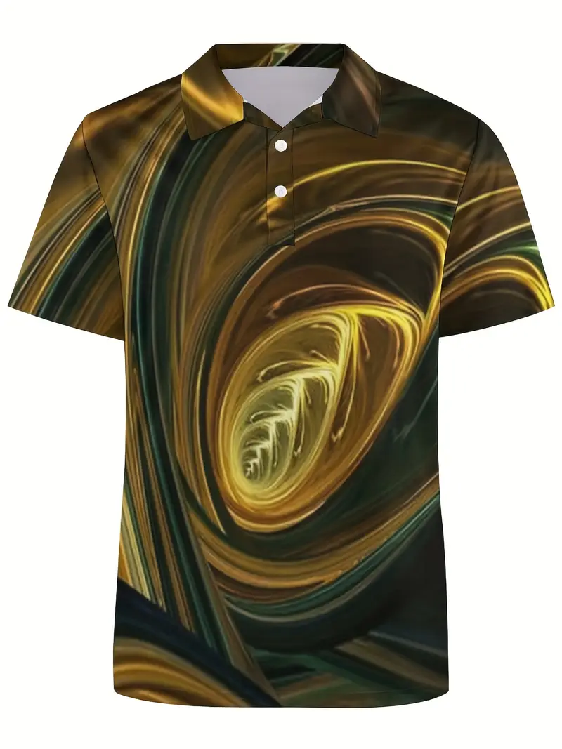 Abstract Pattern Casual Slightly Stretch Button Short Sleeve Temu
