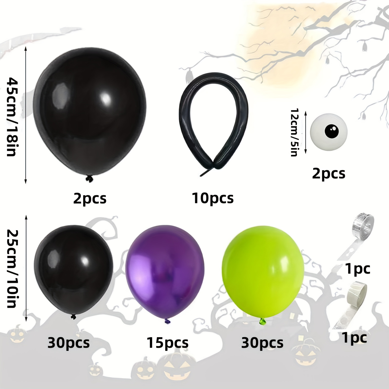 91pcs Set Black Green Halloween Balloon Set Halloween Decorations ...