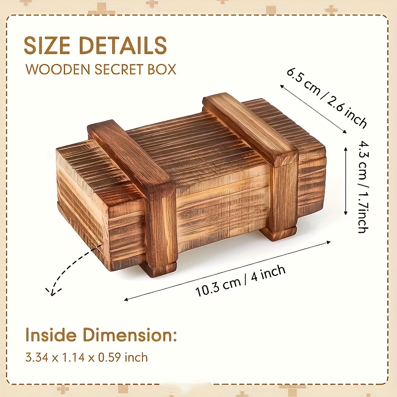 Rustic Wooden Secret Puzzle Box Brainstorming 3d Puzzle Lock - Temu