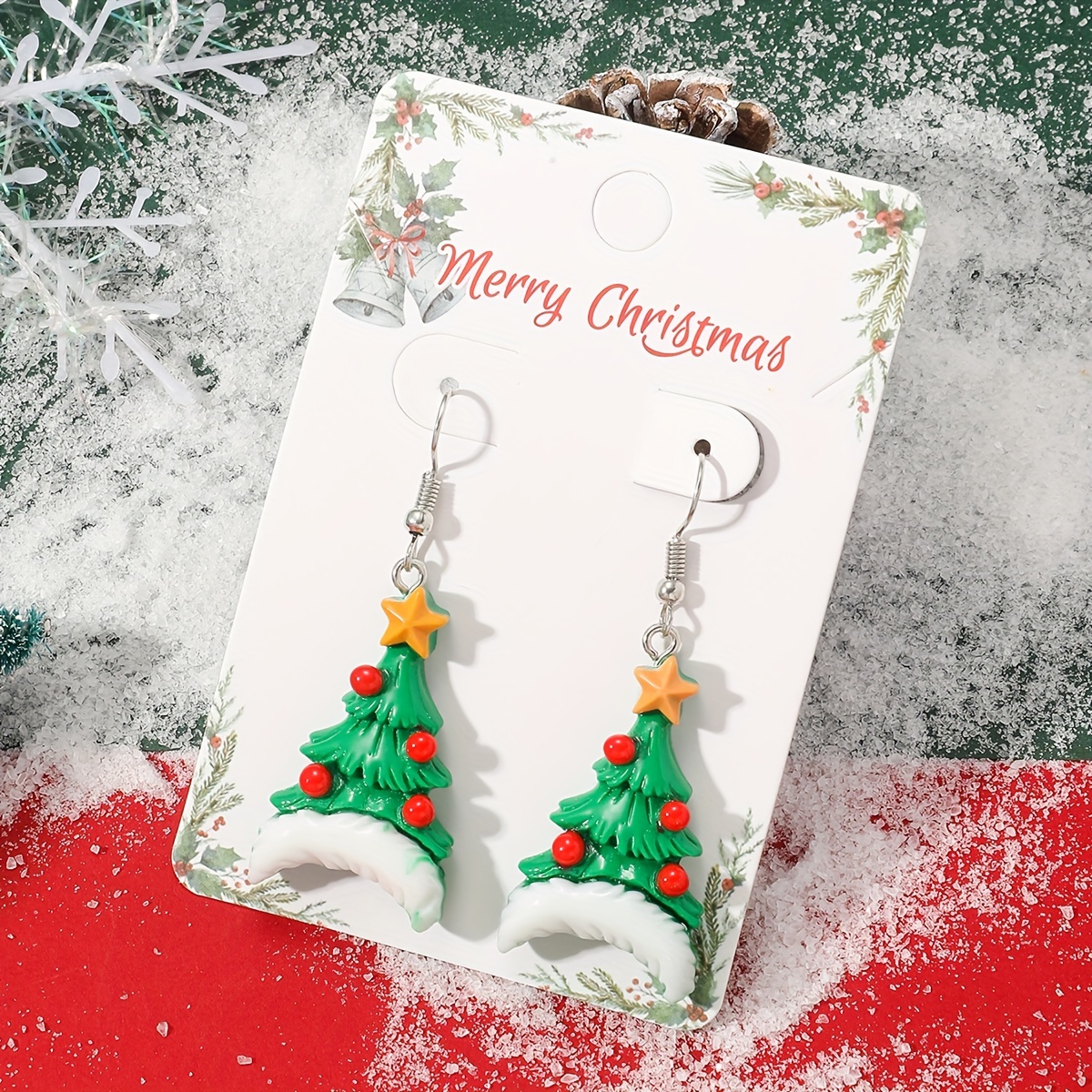 Creative Cute Christmas Tree Design Dangle Earrings Party Cartoon Style ...
