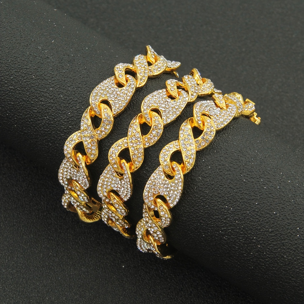 Hip hop Trendy Thick Wide Rhinestone Hip Hop Cuban Chain - Temu Australia