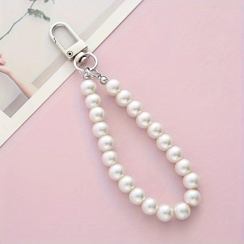 Artificial Pearl Beaded Hanging Chain Diy Keychain Phone Bag Hollow ...
