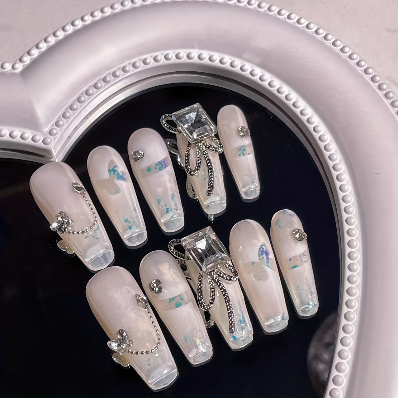 Handmade Dreamy Press Nails Sweet Nails Rhinestone - Temu United Kingdom