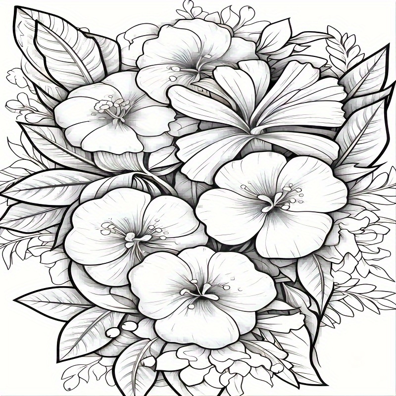 Beautiful Flower themed Coloring Book - Temu