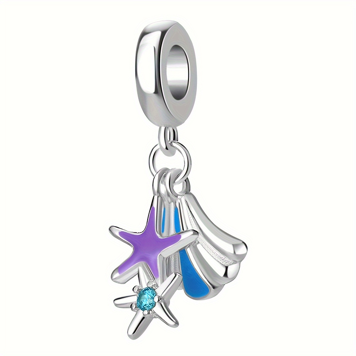 925 Silver Plated Ocean Series Blue Ocean Charm Fit Original - Temu ...