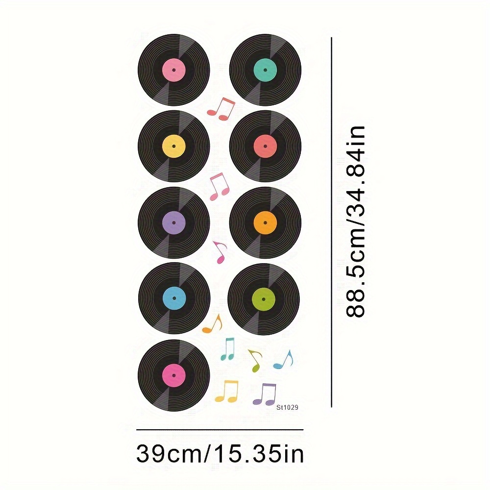 Creative Wall Sticker, Music Record Pattern Self-adhesive Wall Stickers ...