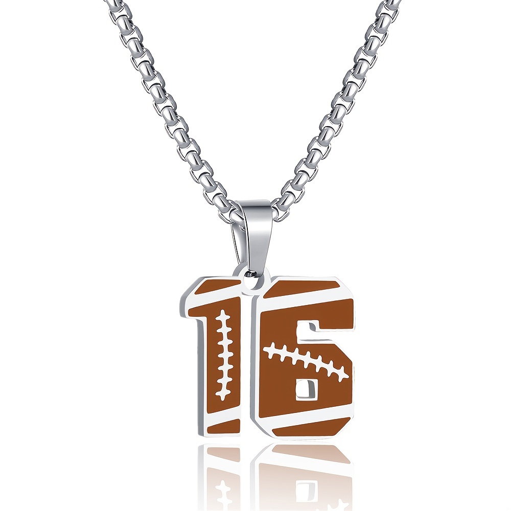 16 30 Trendy Football Number Pendant Necklace Men Women - Temu United ...