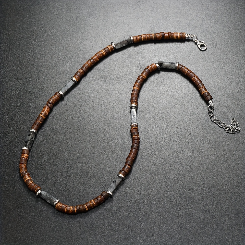Bohemian Coconut Shell Natural Black Glitter Stone Necklace - Temu Canada