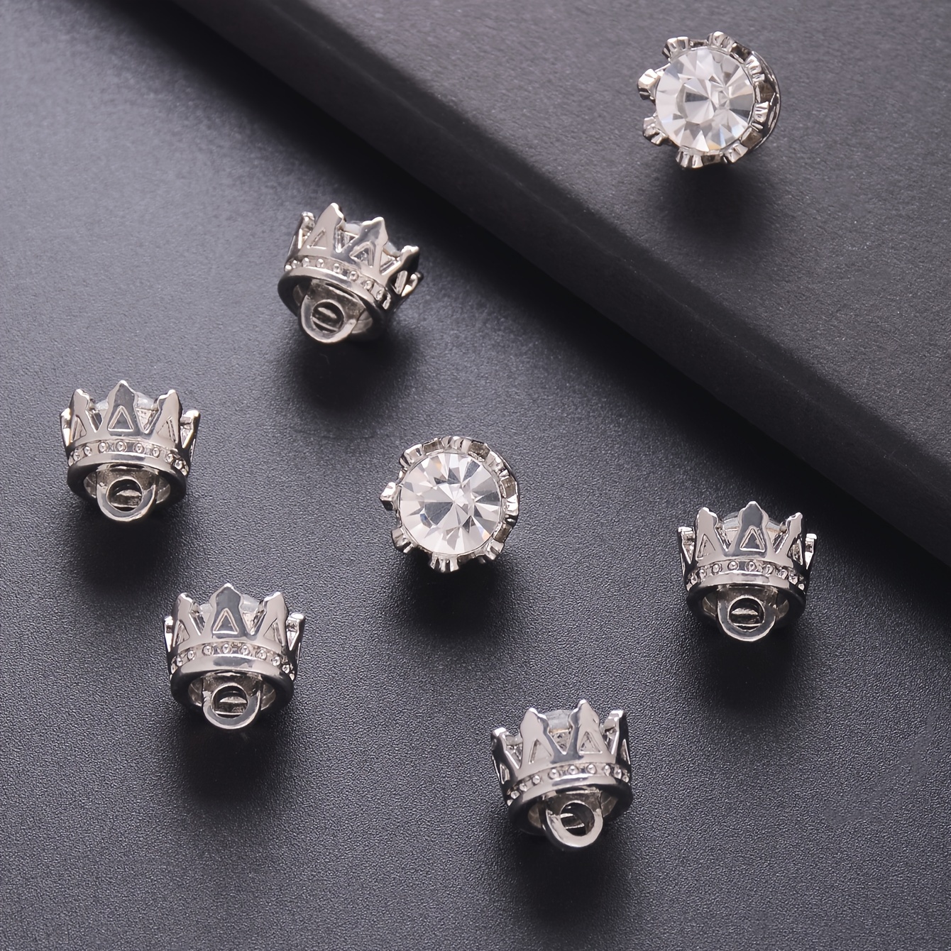 5pcs Set Crown Shaped Metal Small Button Inlaid Rhinestones For Wedding ...